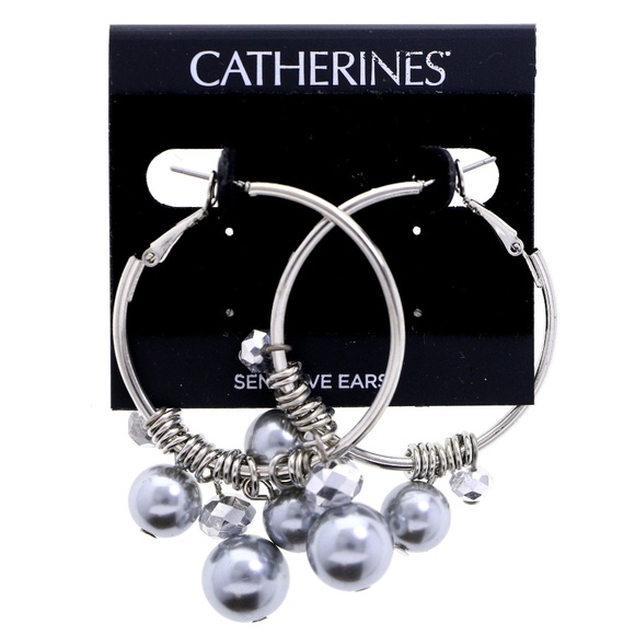 Catherines | Jewelry | Designer Hoop Earrings Silver Nwt | Poshmark